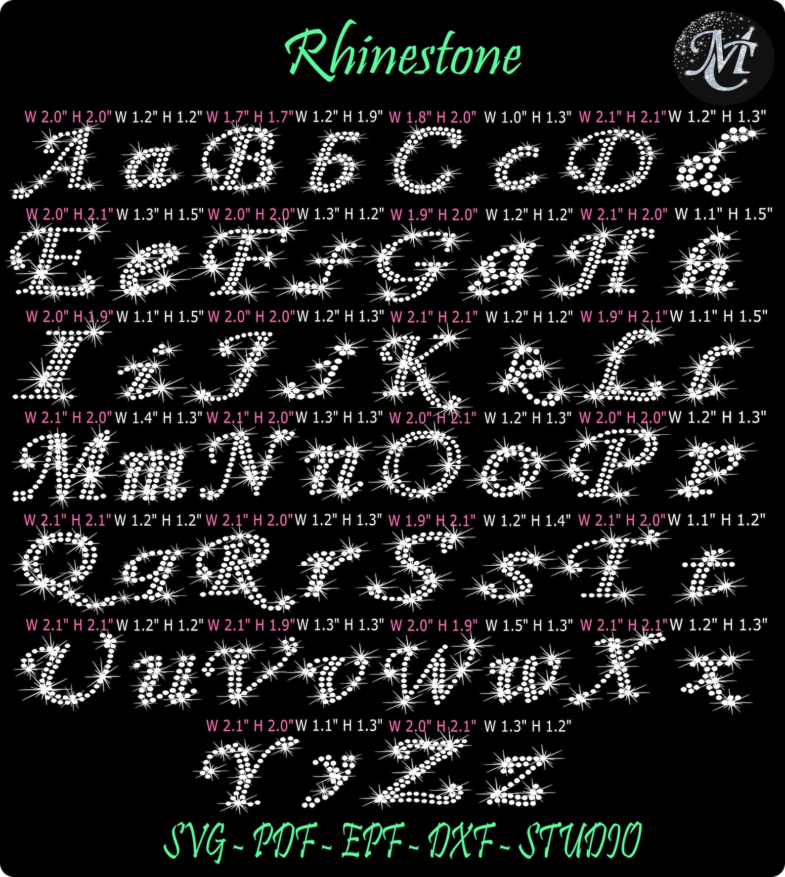 Rhinestone Alphabet, Alphabet Svg, Rhinestone Svg, Alphabet Template ...