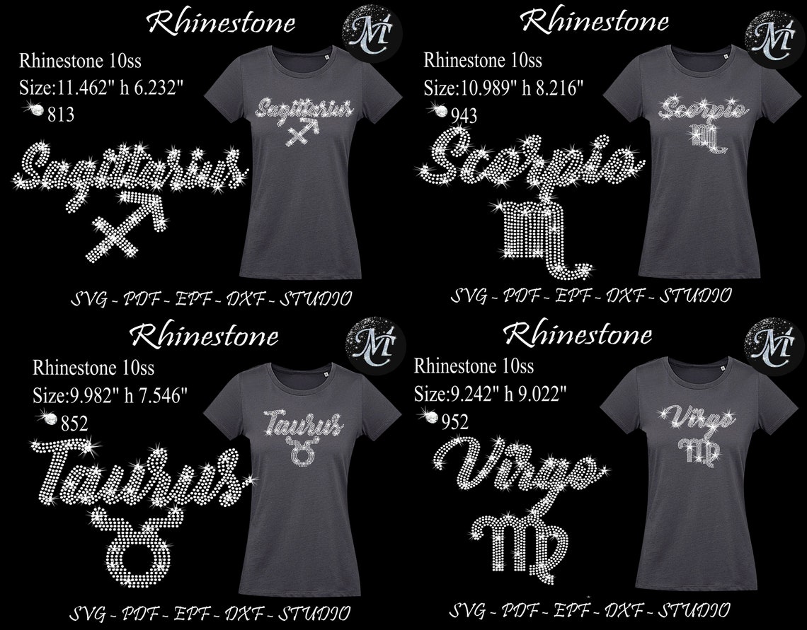 Bundle Zodiac Signs Rhinestone, Zodiac Signs Shirt, Rhinestone Svg ...
