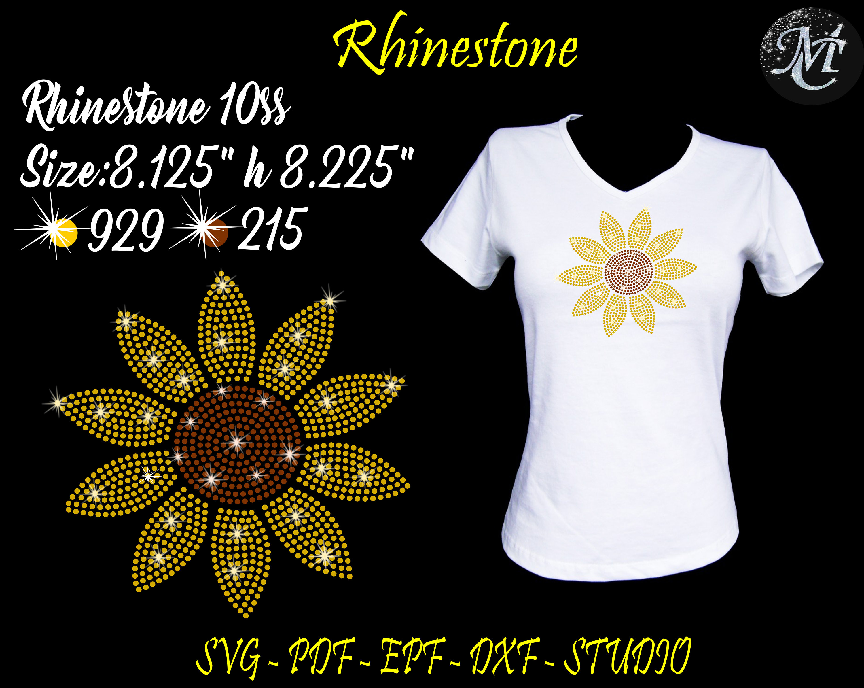 Sunflower Rhinestone, Sunflower Svg, Girasol Rhinestone, Flower ...