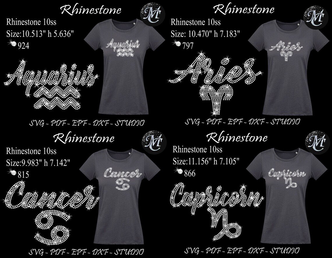 Bundle Zodiac Signs Rhinestone, Zodiac Signs Shirt, Rhinestone Svg ...