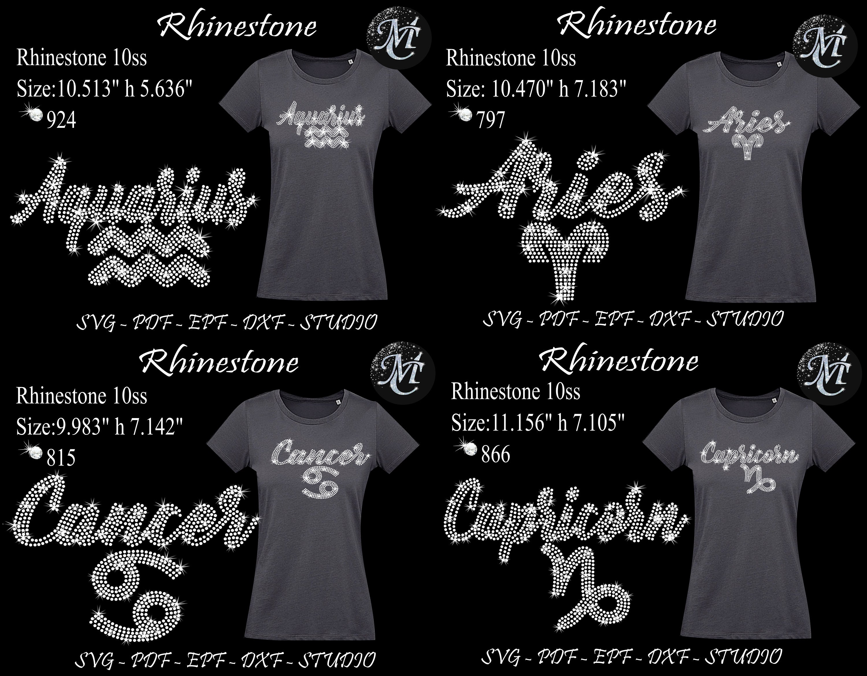 Bundle Zodiac Signs Rhinestone, Zodiac Signs Shirt, Rhinestone Svg ...
