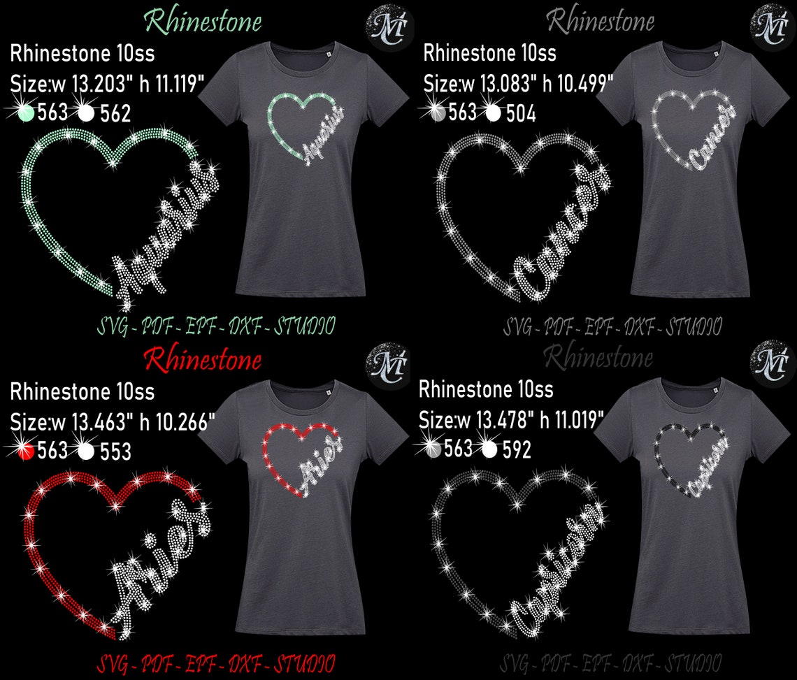 Bundle Zodiac Signs Rhinestone, Zodiac Signs Rhinestone, Rhinestone Svg ...