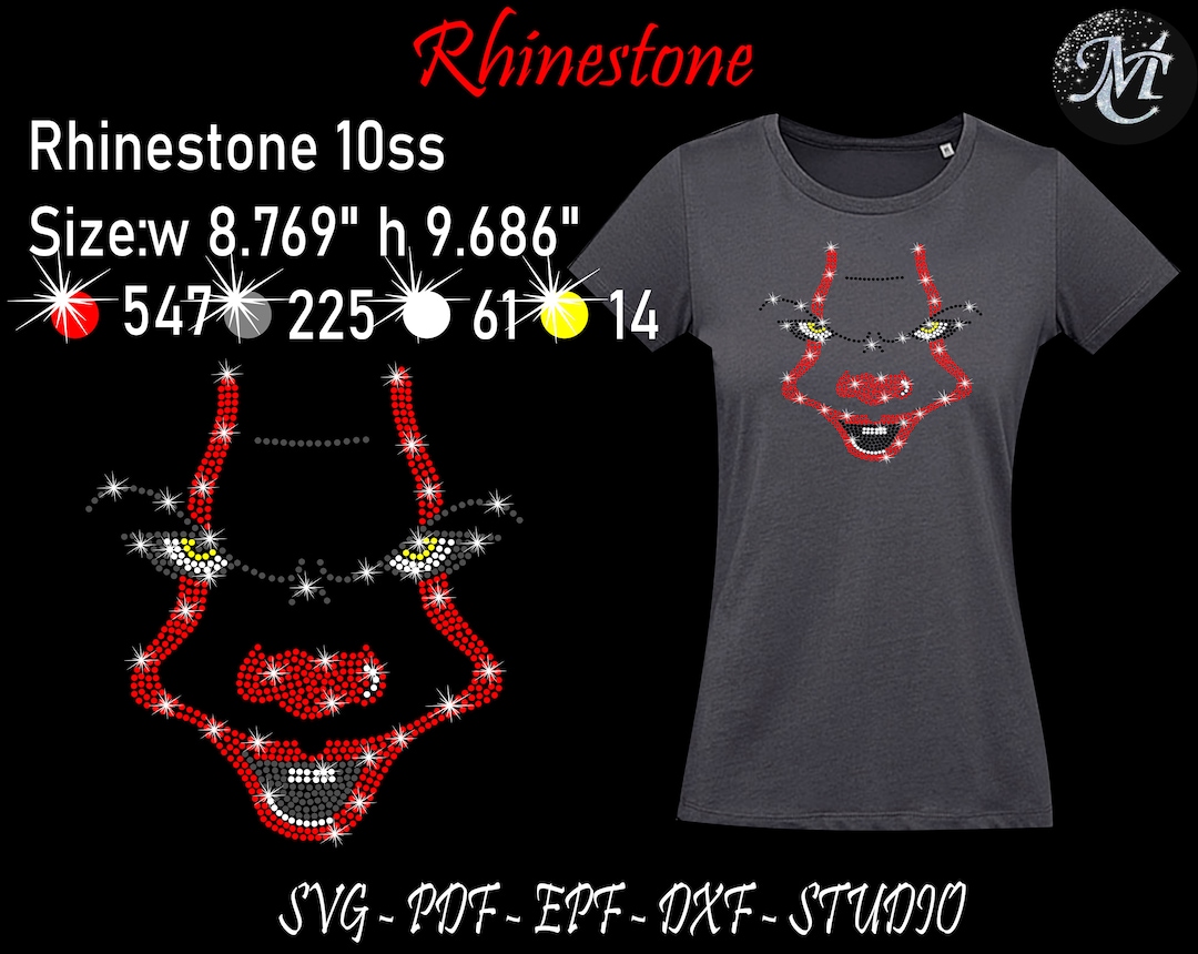 Clown Rhinestone, Clown Svg, Horror Rhinestone, Halloween Rhinestone ...