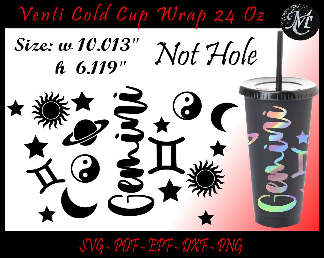 Gemini Wrap Not Hole, Venti Cold Cup Wrap Svg, Gemini Svg, Gemini Wrap ...