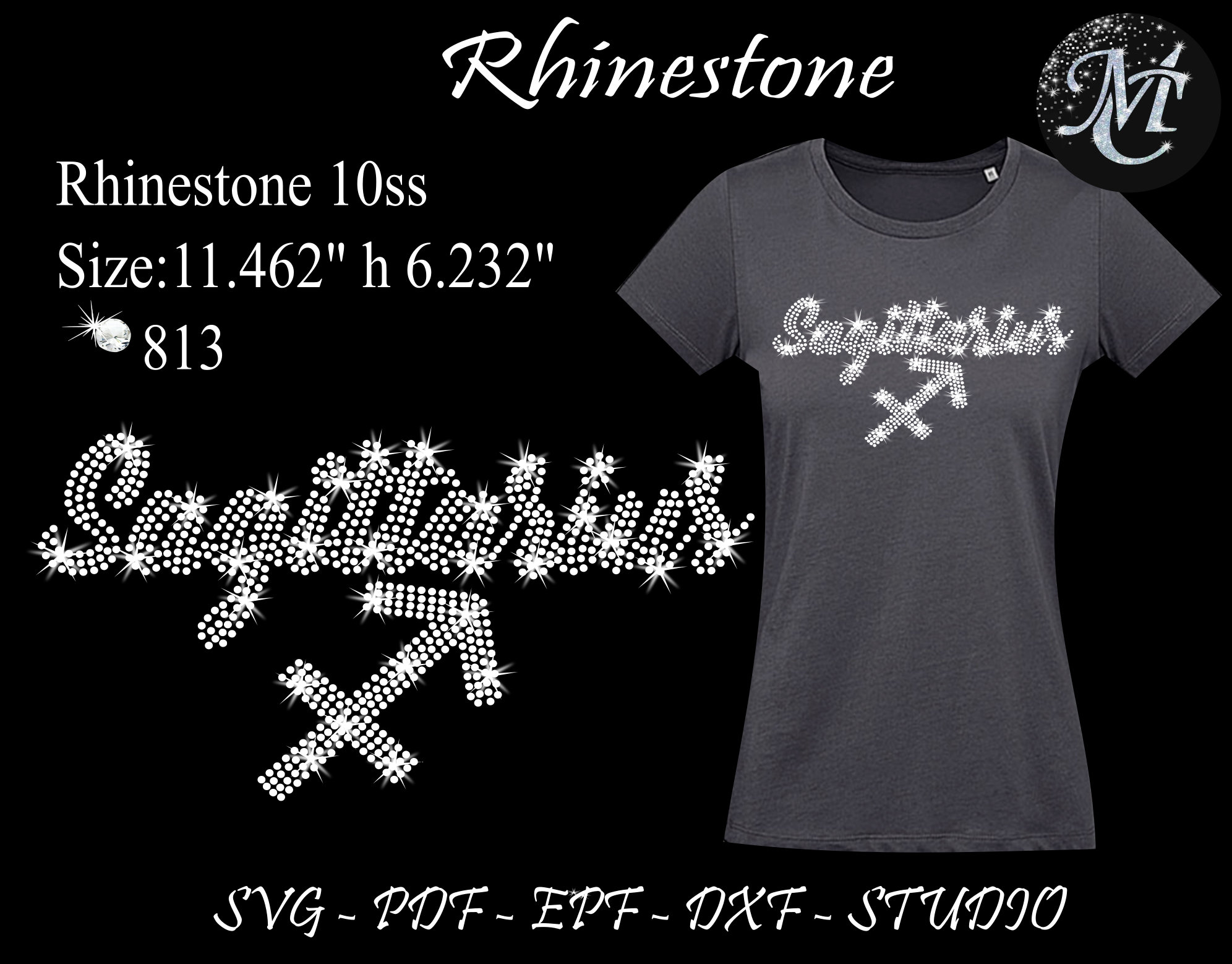 Sagittarius Rhinestone, Sagittarius Svg, Rhinestone Template ...