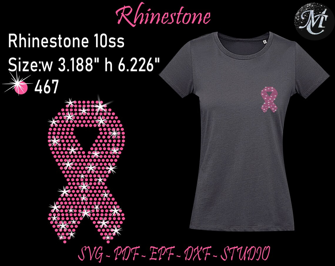 Breast Cancer Rhinestone, Cancer Ribbon Rhinestone, Cancer Ribbon Cut ...