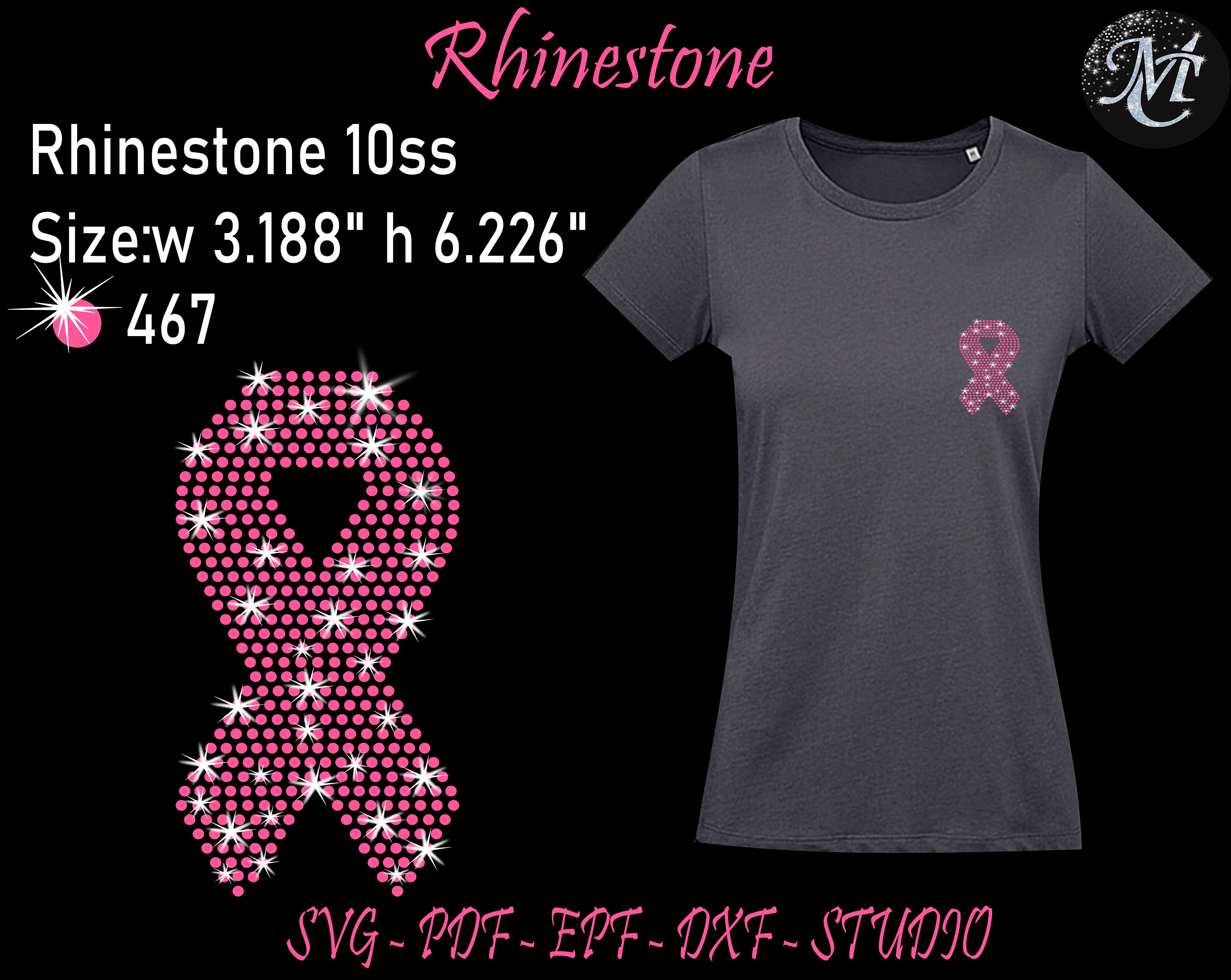Breast Cancer Rhinestone, Cancer Ribbon Rhinestone, Cancer Ribbon Cut ...