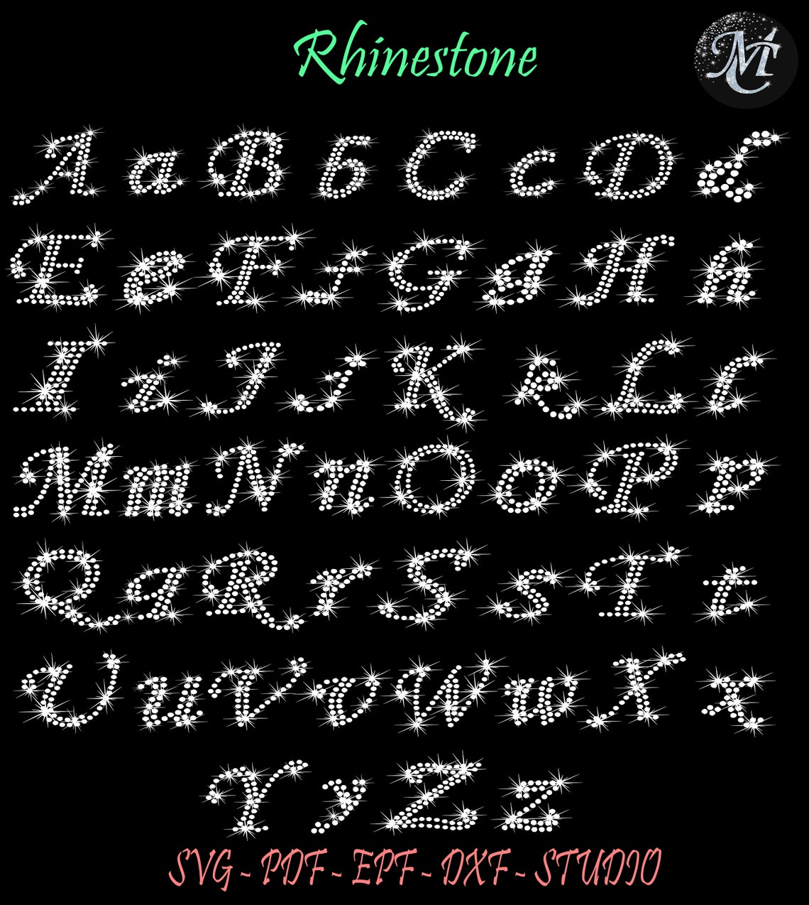 Rhinestone Alphabet, Alphabet Svg, Rhinestone Svg, Alphabet Template ...