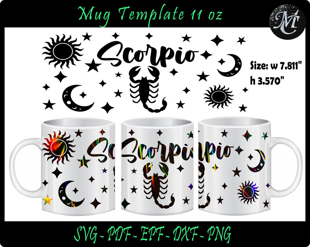 Scorpio Svg, Mug Template 11 Oz, Sublimation Template, Mug 11 Oz, Full ...