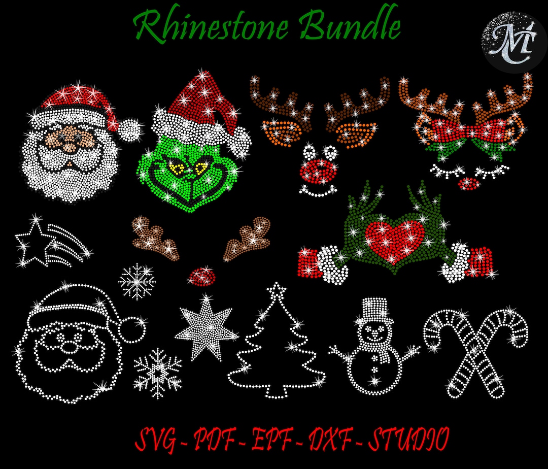 Christmas Rhinestone Bundle, Christmas Rhinestone, Rhinestone Svg ...