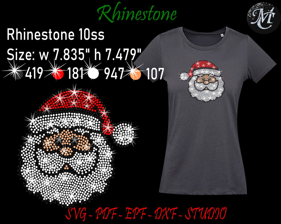 Santa Claus Rhinestone, Christmas Rhinestone, Rhinestone Svg, Papa Noel ...