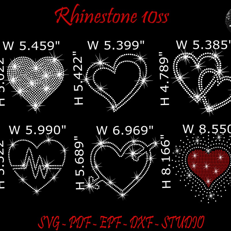 Red Rhinestones Hearts - Etsy