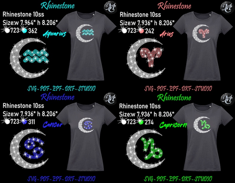 Bundle Zodiac Signs Rhinestone, Zodiac Rhinestone, Zodiac Svg ...