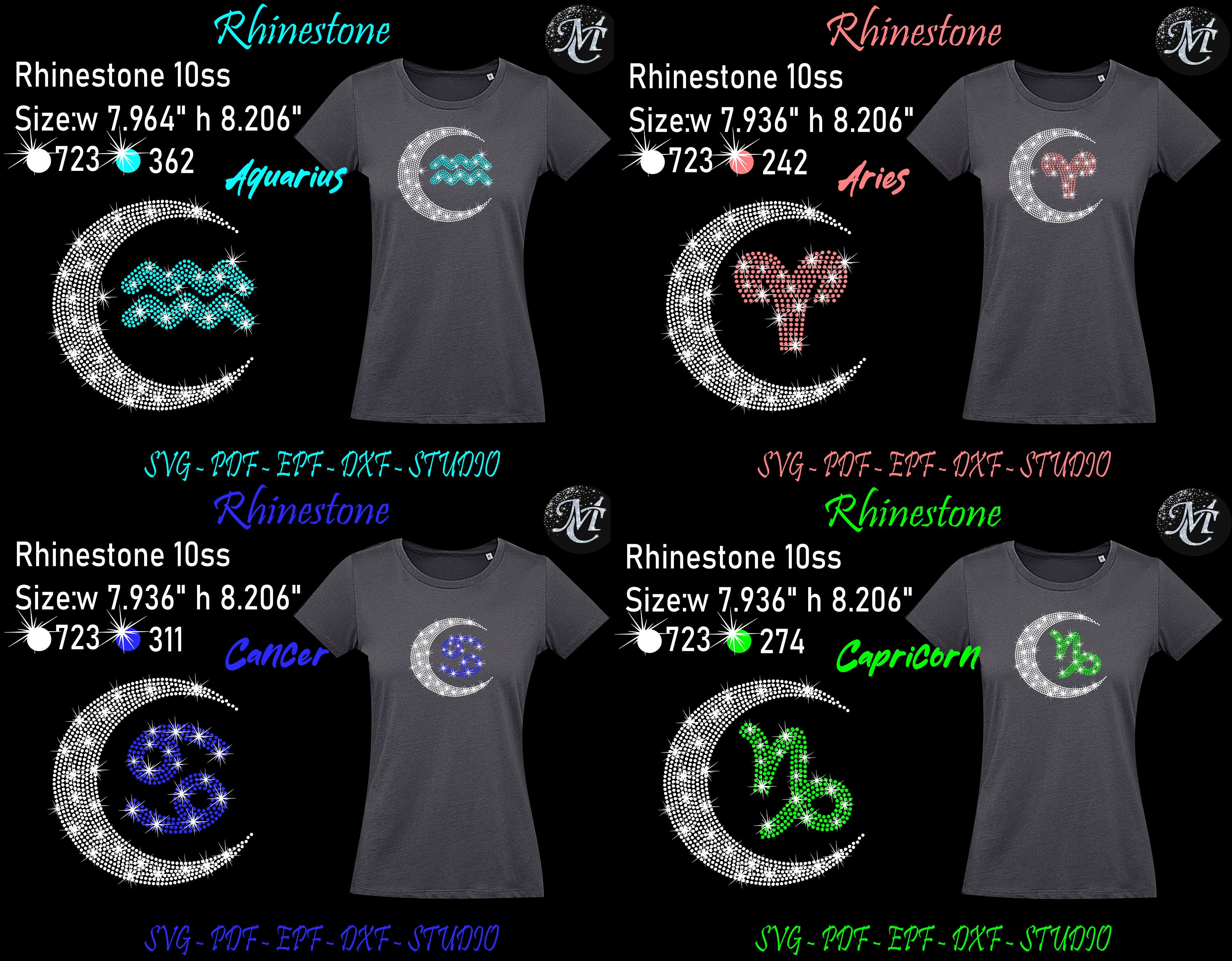 Bundle Zodiac Signs Rhinestone, Zodiac Rhinestone, Zodiac Svg ...