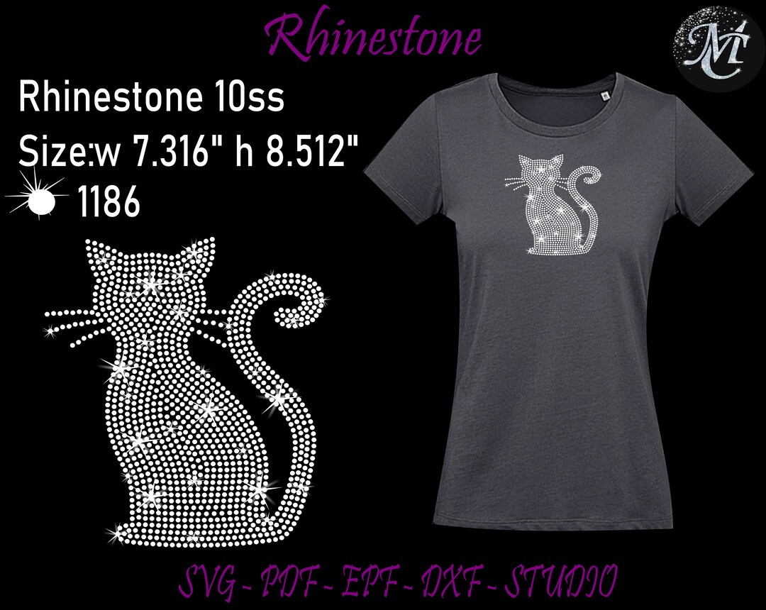 Cat Rhinestone, Cat Svg, Cat Template, Rhinestone Svg, Rhinestone ...