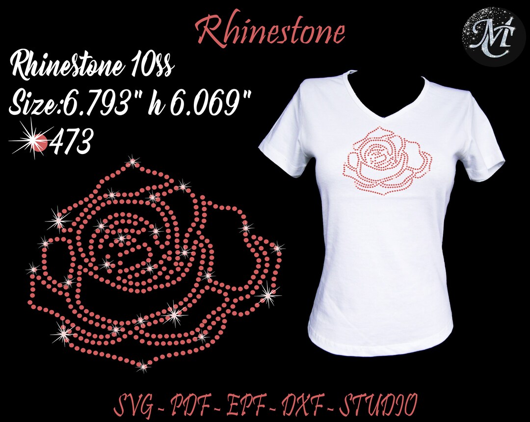 Rose Rhinestone, Rose Svg, Flower Rhinestone, Flower Svg, Rhinestone ...