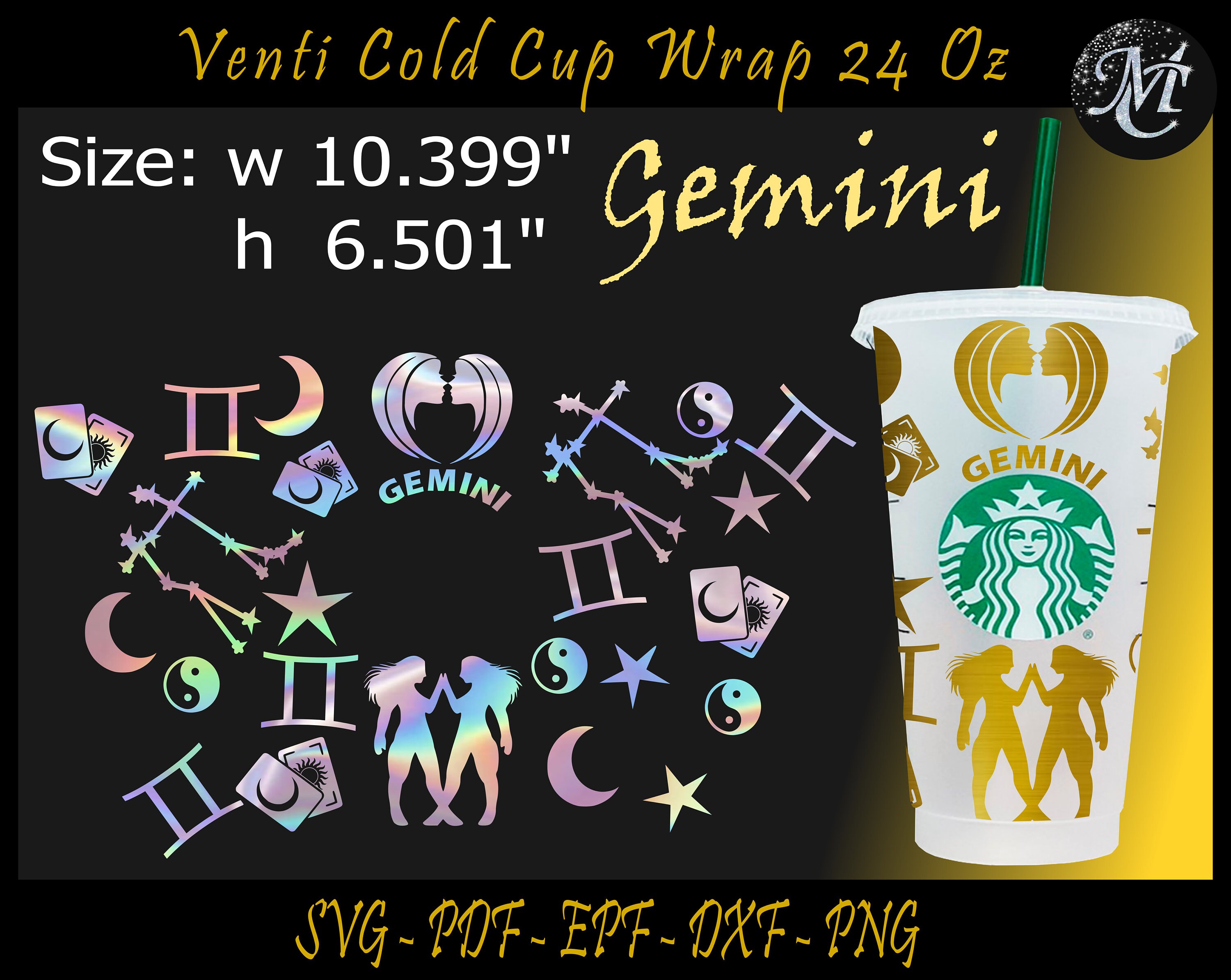 Gemini Wrap Svg, Gemini Svg, Venti Cold Cup Wrap Svg, Zodiac Signs Wrap ...