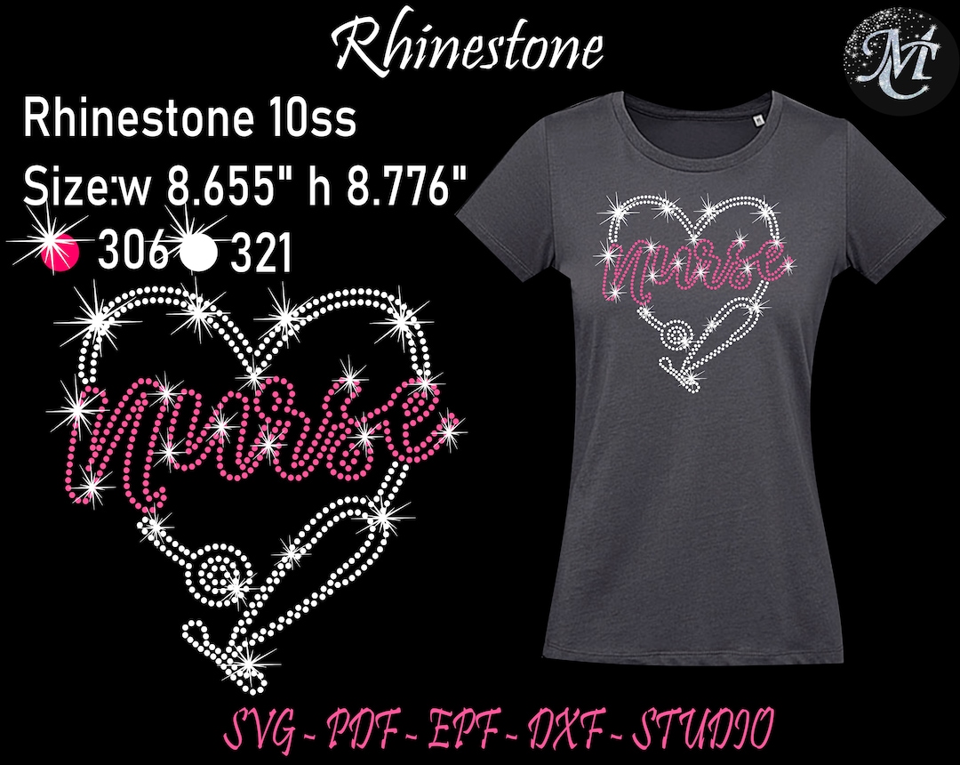 Nurse Rhinestone, Nurse Svg, Rhinestone Svg, Rhinestone Template, Heart ...