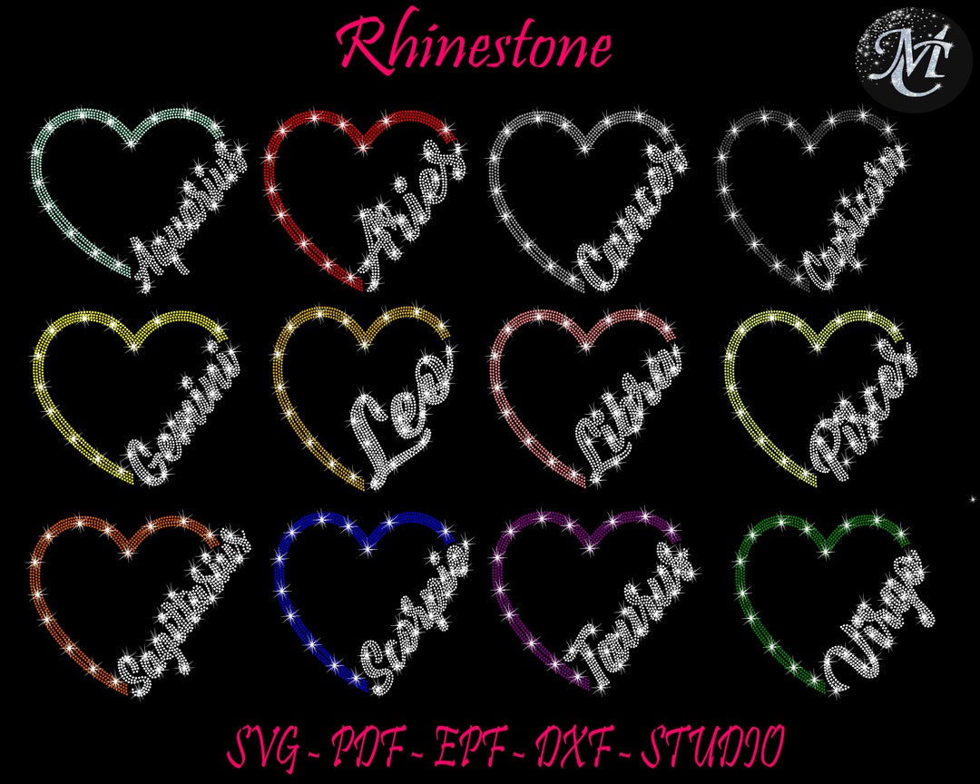 Bundle Zodiac Signs Rhinestone, Zodiac Signs Rhinestone, Rhinestone Svg ...