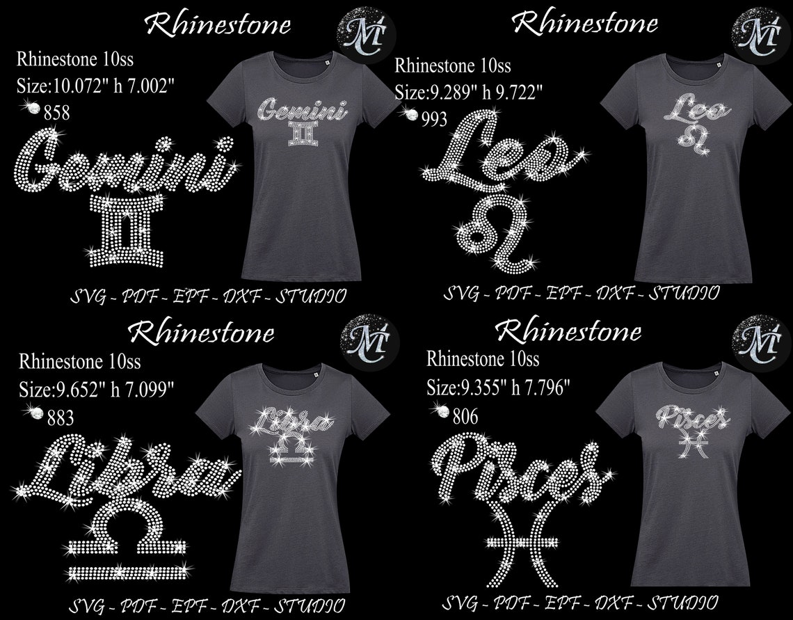 Bundle Zodiac Signs Rhinestone, Zodiac Signs Shirt, Rhinestone Svg ...