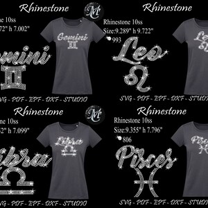 Bundle Zodiac Signs Rhinestone, Zodiac Signs Shirt, Rhinestone Svg ...
