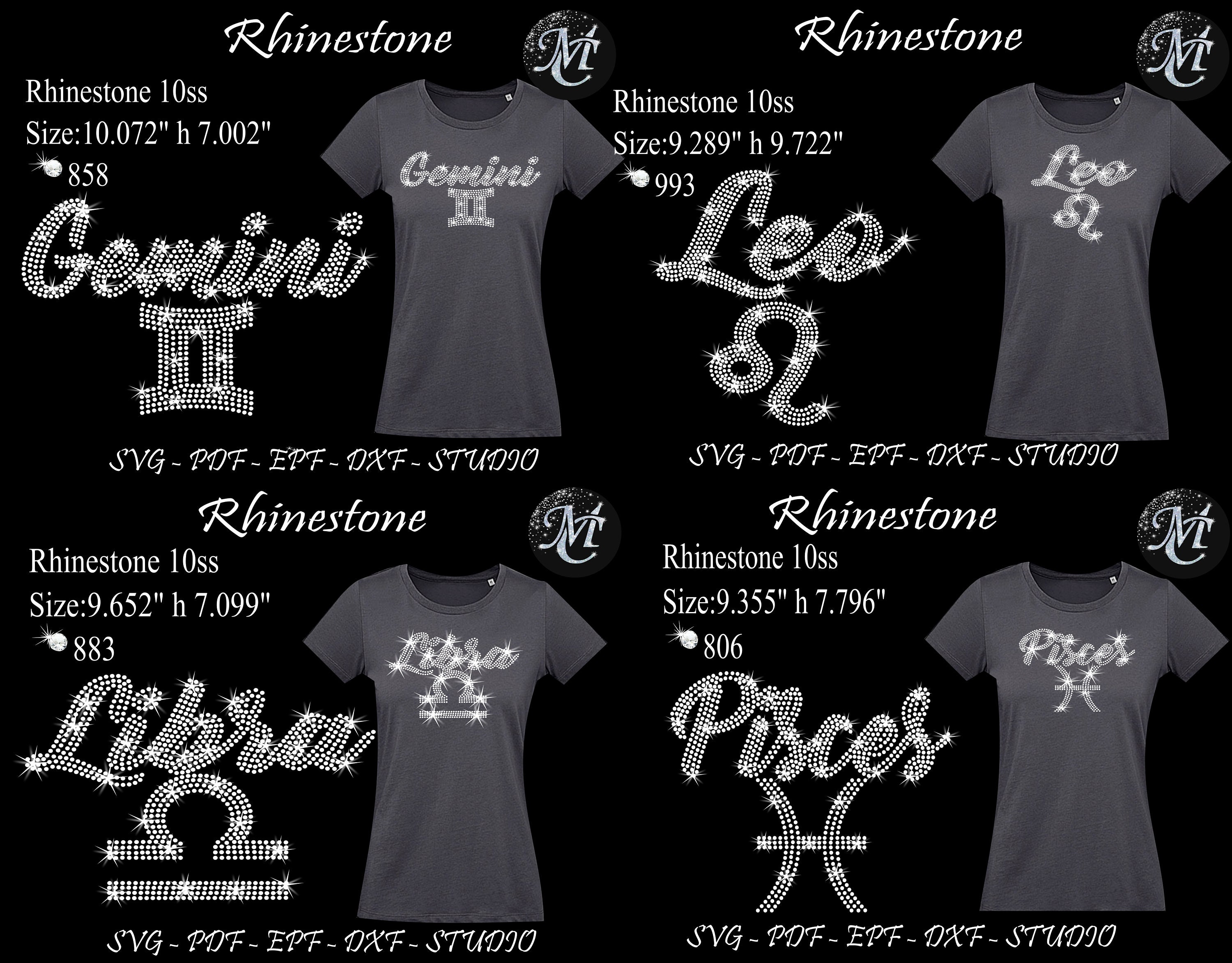 Bundle Zodiac Signs Rhinestone, Zodiac Signs Shirt, Rhinestone Svg ...