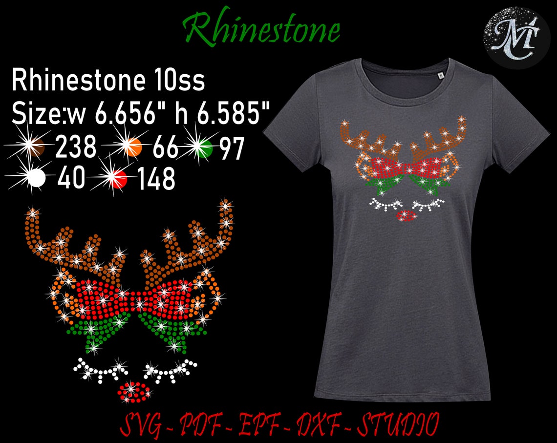 Reindeers Rhinestone, Bundle Christmas Rhinestone, Rhinestone Svg ...