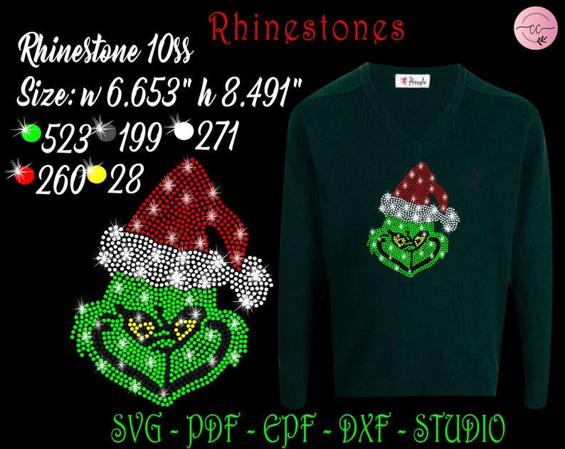Green Christmas Rhinestone, Christmas Rhinestone, Rhinestone Svg ...