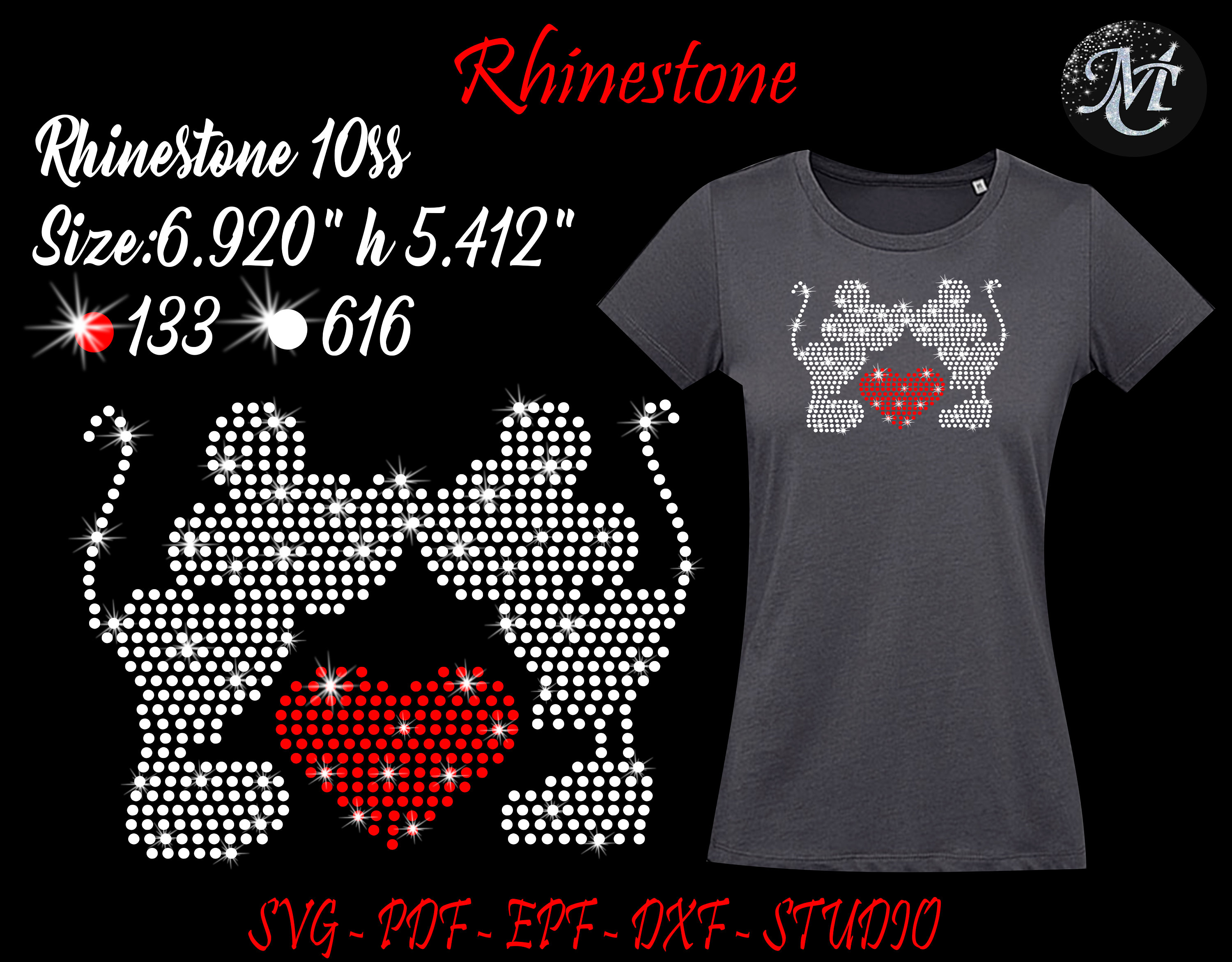 Super Bundle Rhinestone, Rhinestone Svg, Rhinestone Template, Mouse ...