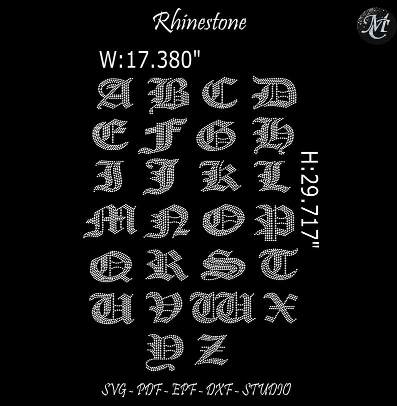 Rhinestone Alphabet, Alphabet Svg, Rhinestone Svg, Alphabet Template ...