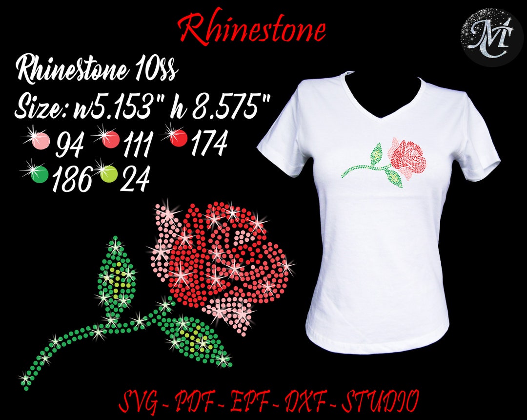Rose Rhinestone, Flower Rhinestone, Roses Svg, Flowers Svg, Rhinestone ...