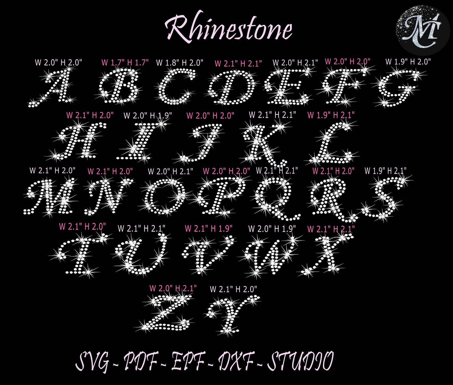 Rhinestone Alphabet, Alphabet Svg, Rhinestone Svg, Alphabet Template ...