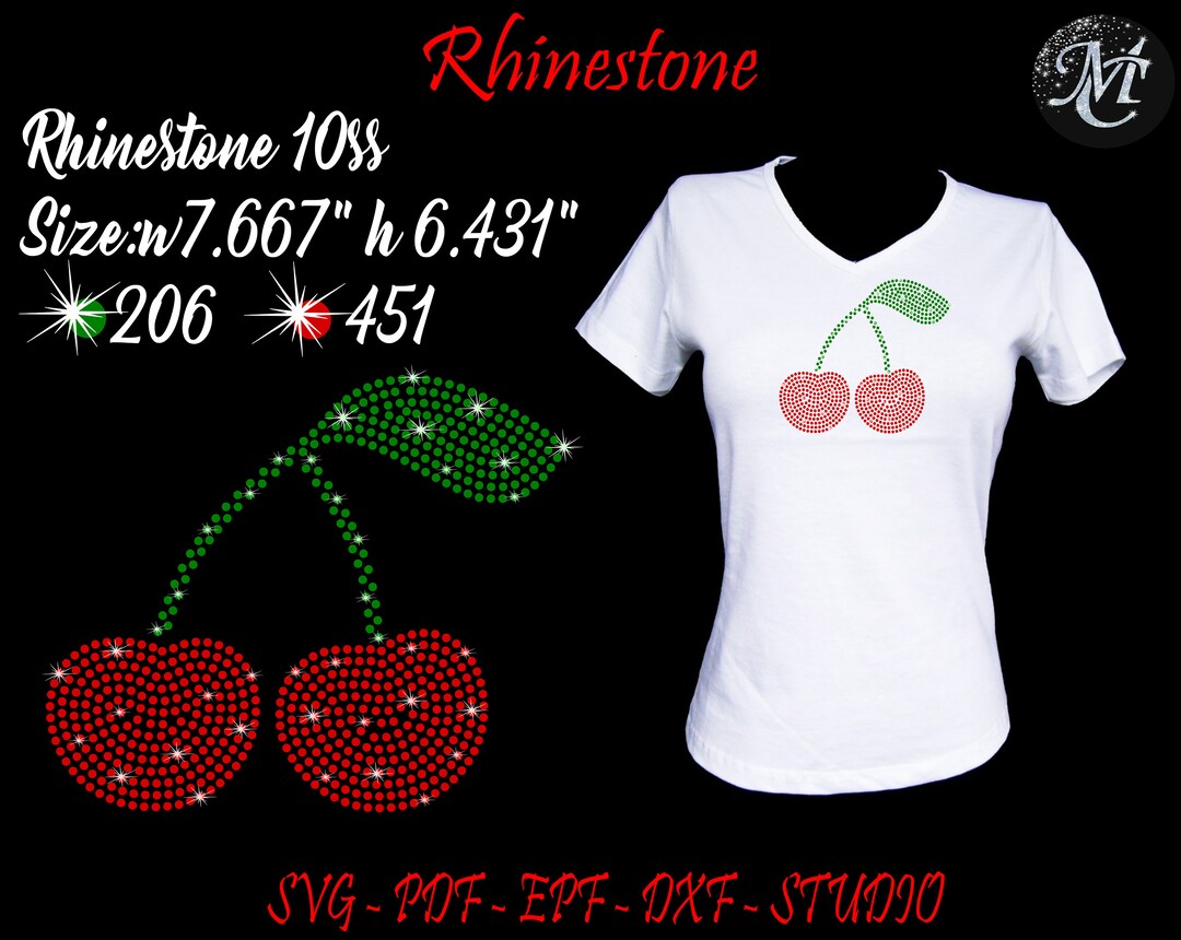 Cherry Rhinestone, Cherry Svg, Cherry Template, Rhinestone Svg ...