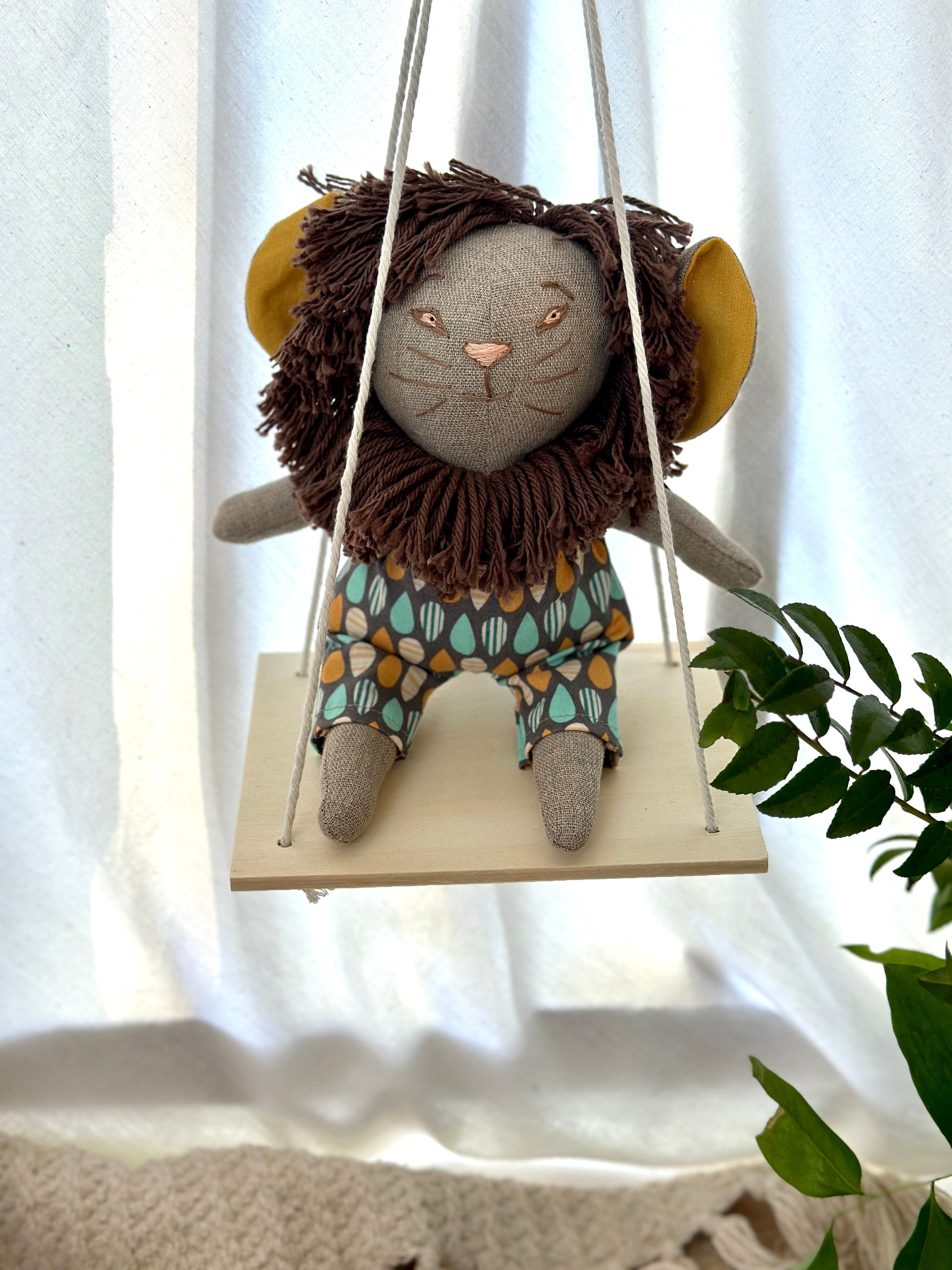 1 Lion Toy/lion Doll Stuffed/linen Doll/boy Gift/rag Lion/1st Birthday ...