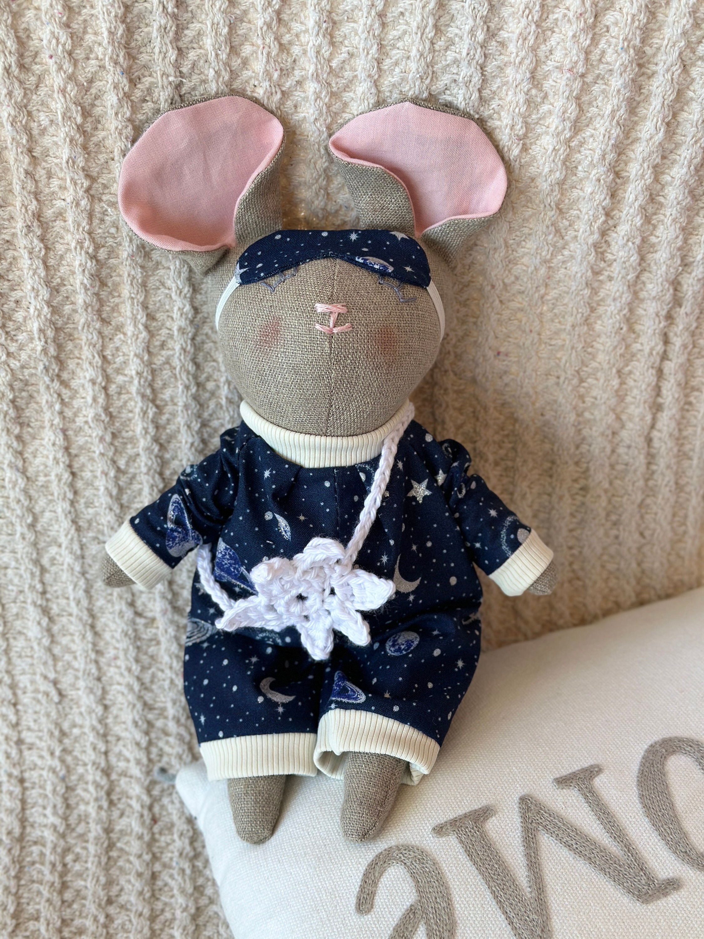 Linen Handmade Doll/doll Mouse/organic Linen Mouse/rag Doll/doll Bed ...