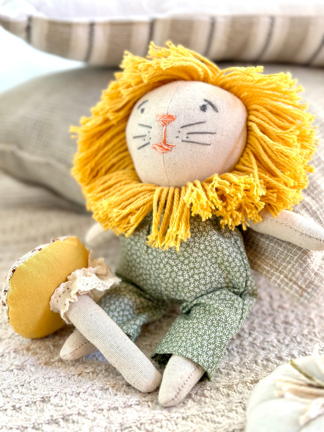 Organic Linen Lion/lion Doll Stuffed/linen Doll/boy Gift/rag Lion/1st ...