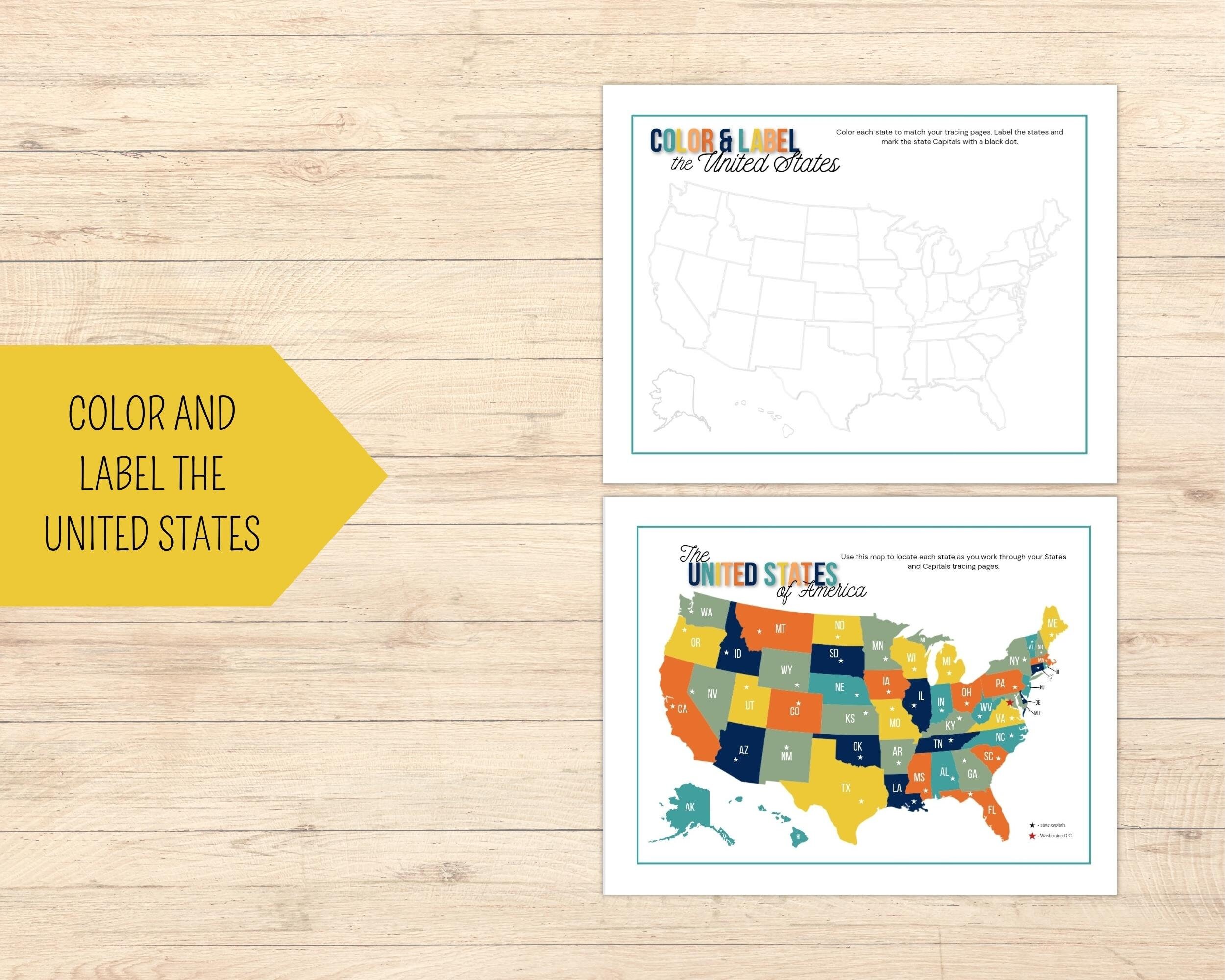 States and Capitals Activity Bundle | Printable United States Learning ...