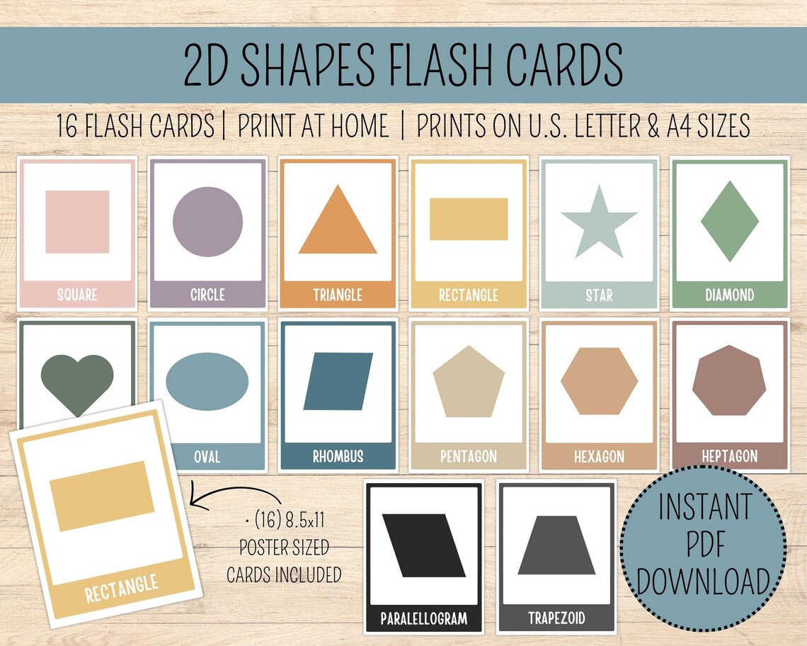 Shapes Flash Cards | Printable Flash Cards | 2D Shapes | Homeschool ...
