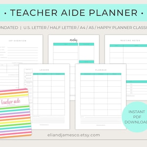 Printable Teacher Aide Planner | Teacher Assistant Planner | Undated ...