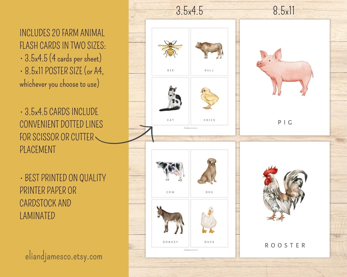 Farm Animal Flash Cards | Printable Flash Cards | Preschool Cards ...