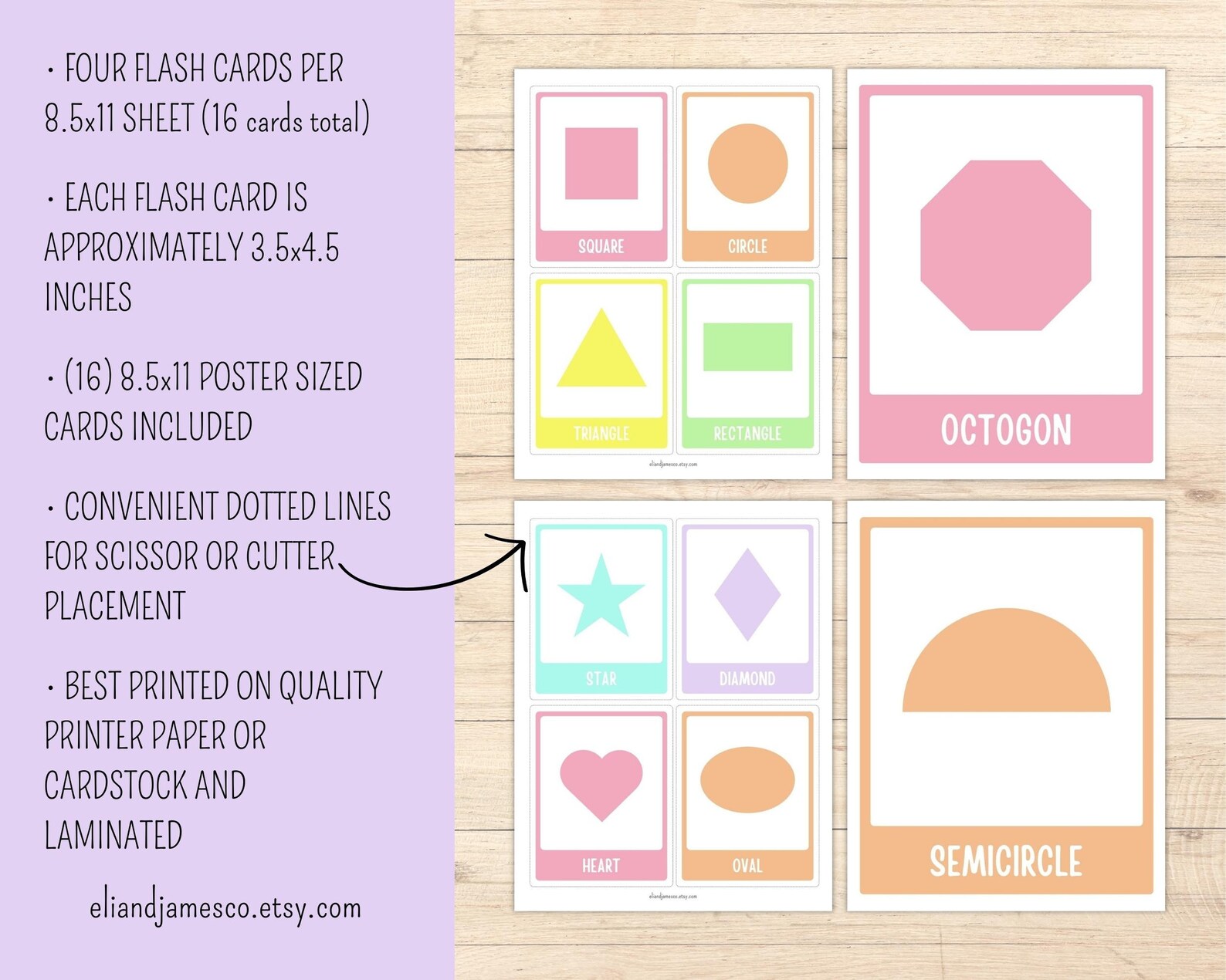 BRIGHTS Shapes Flash Cards Printable Flash Cards 2D Shapes Homeschool ...