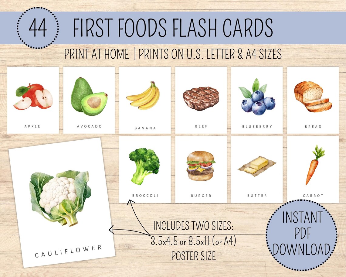 First Foods Flash Cards | Printable Flash Cards | Preschool Cards ...