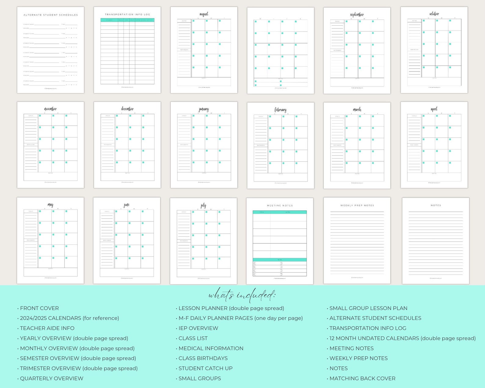 Printable Teacher Aide Planner | Teacher Assistant Planner | Undated ...