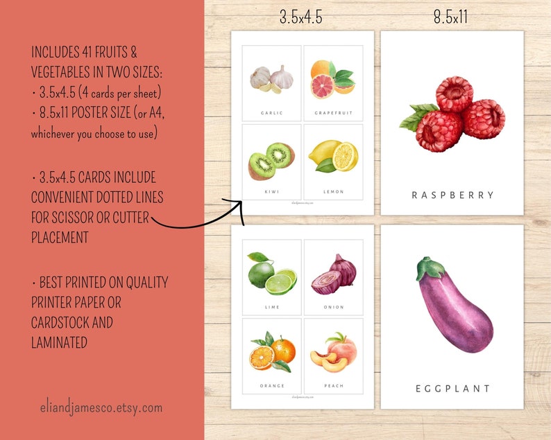 Fruit & Veggie Flash Cards | Printable Flash Cards | Preschool Cards ...