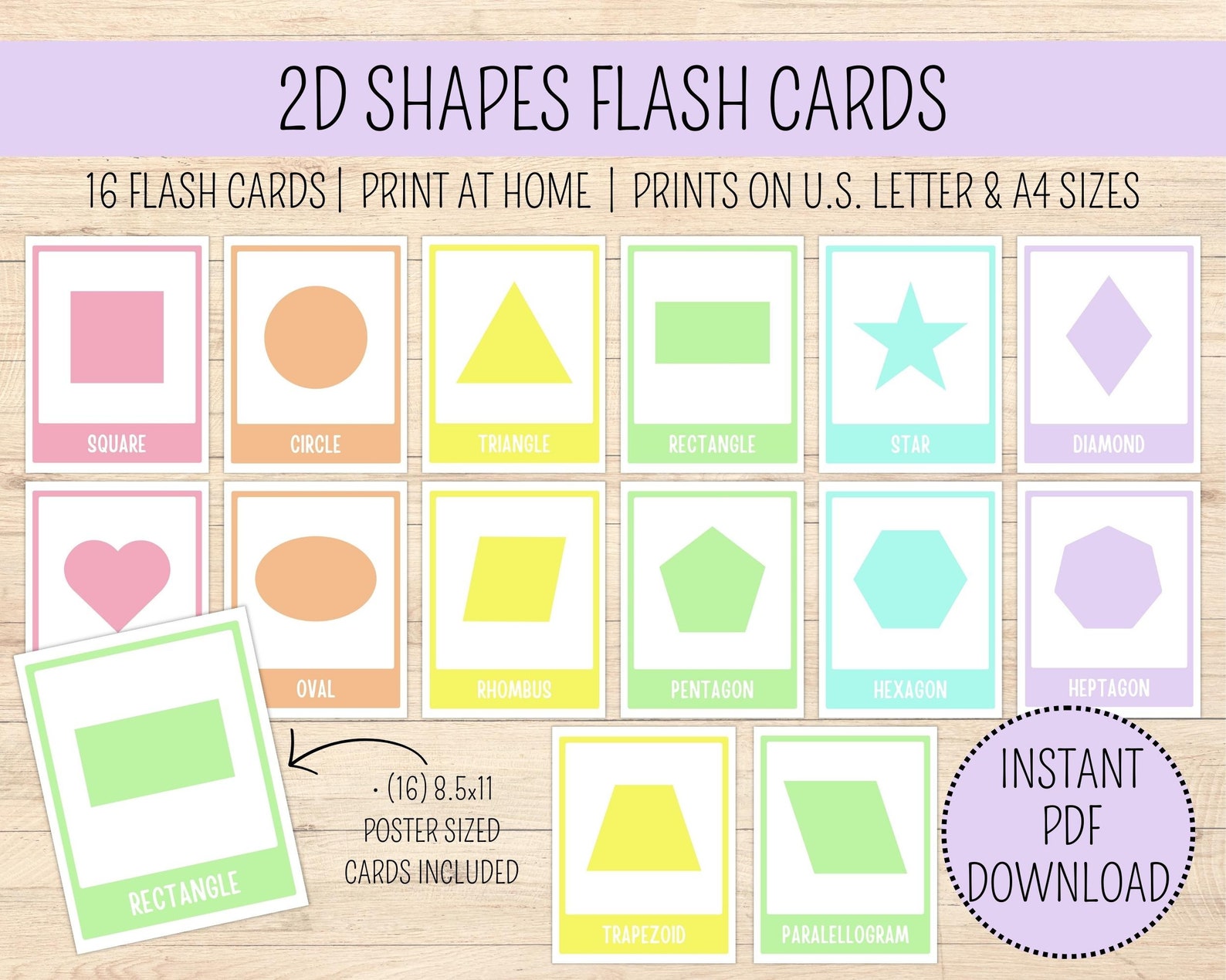BRIGHTS Shapes Flash Cards | Printable Flash Cards | 2D Shapes ...