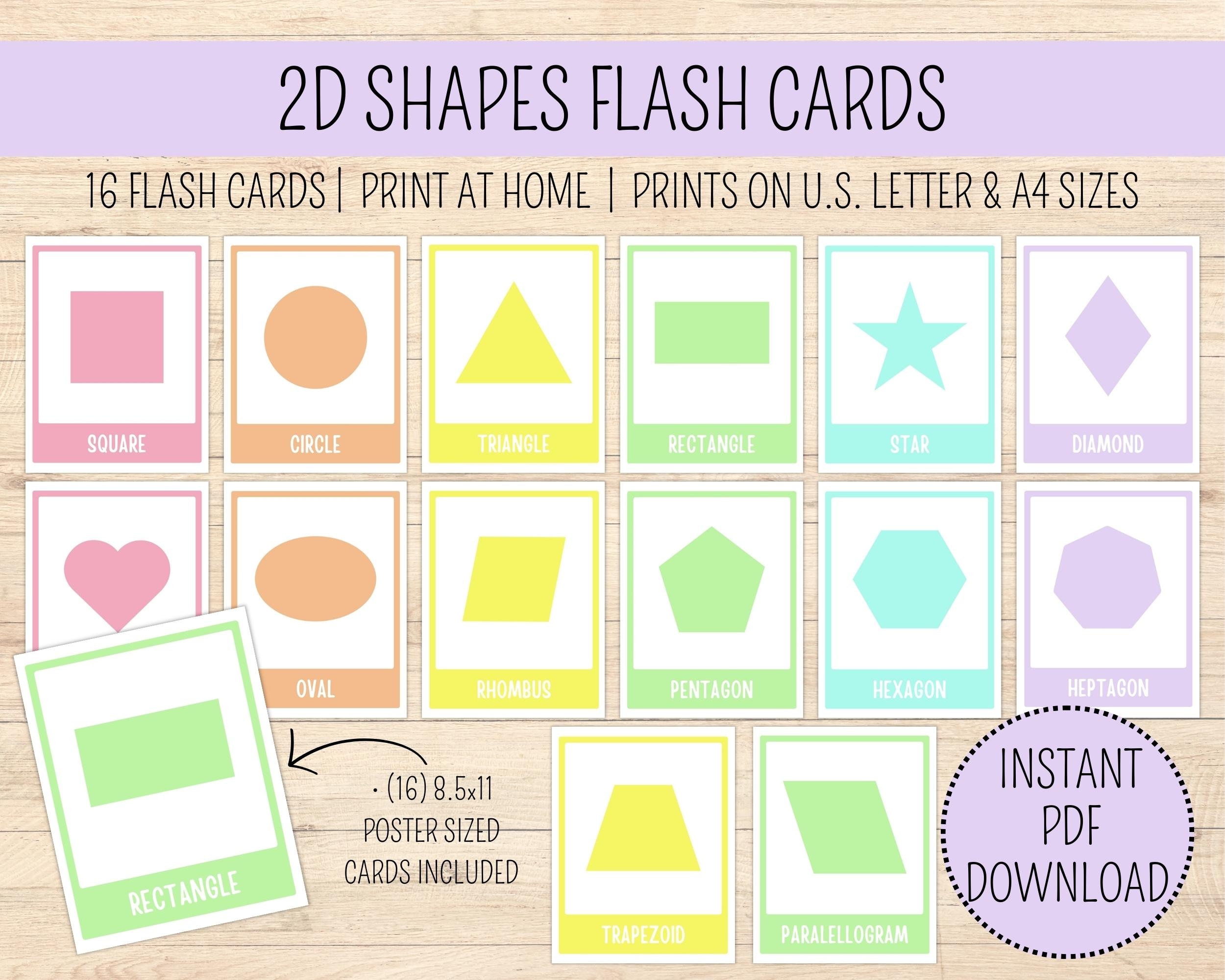BRIGHTS Shapes Flash Cards | Printable Flash Cards | 2D Shapes ...