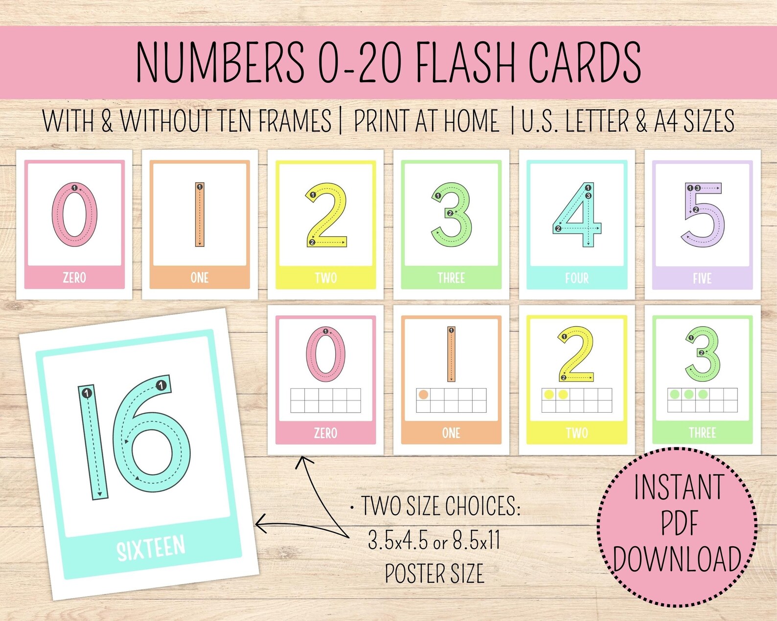 BRIGHTS Numbers 0-20 Flash Cards | Printable Flash Cards | Homeschool ...