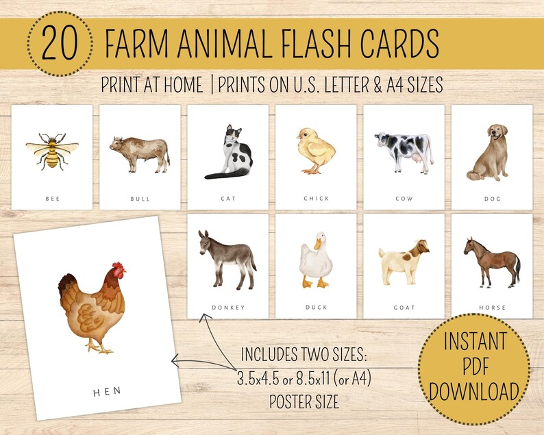 Farm Animal Flash Cards | Printable Flash Cards | Preschool Cards ...