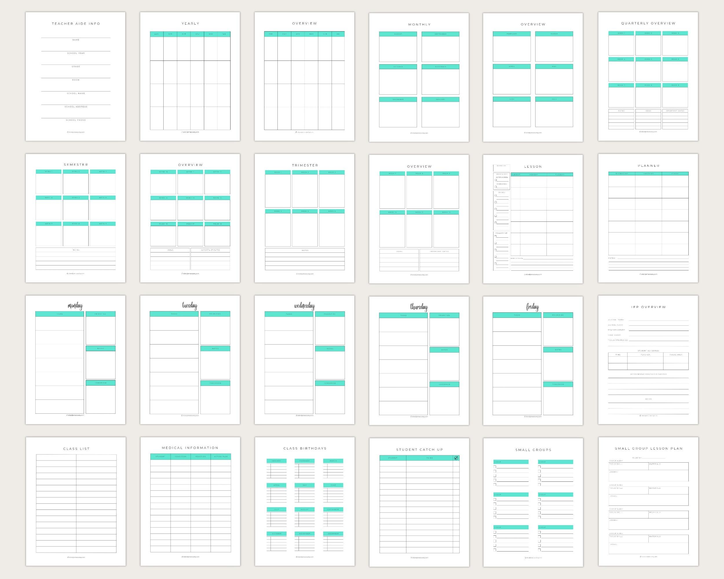 Printable Teacher Aide Planner | Teacher Assistant Planner | Undated ...