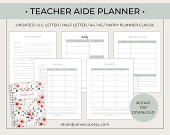 Printable Teacher Aide Planner | Teacher Assistant Planner | Undated ...
